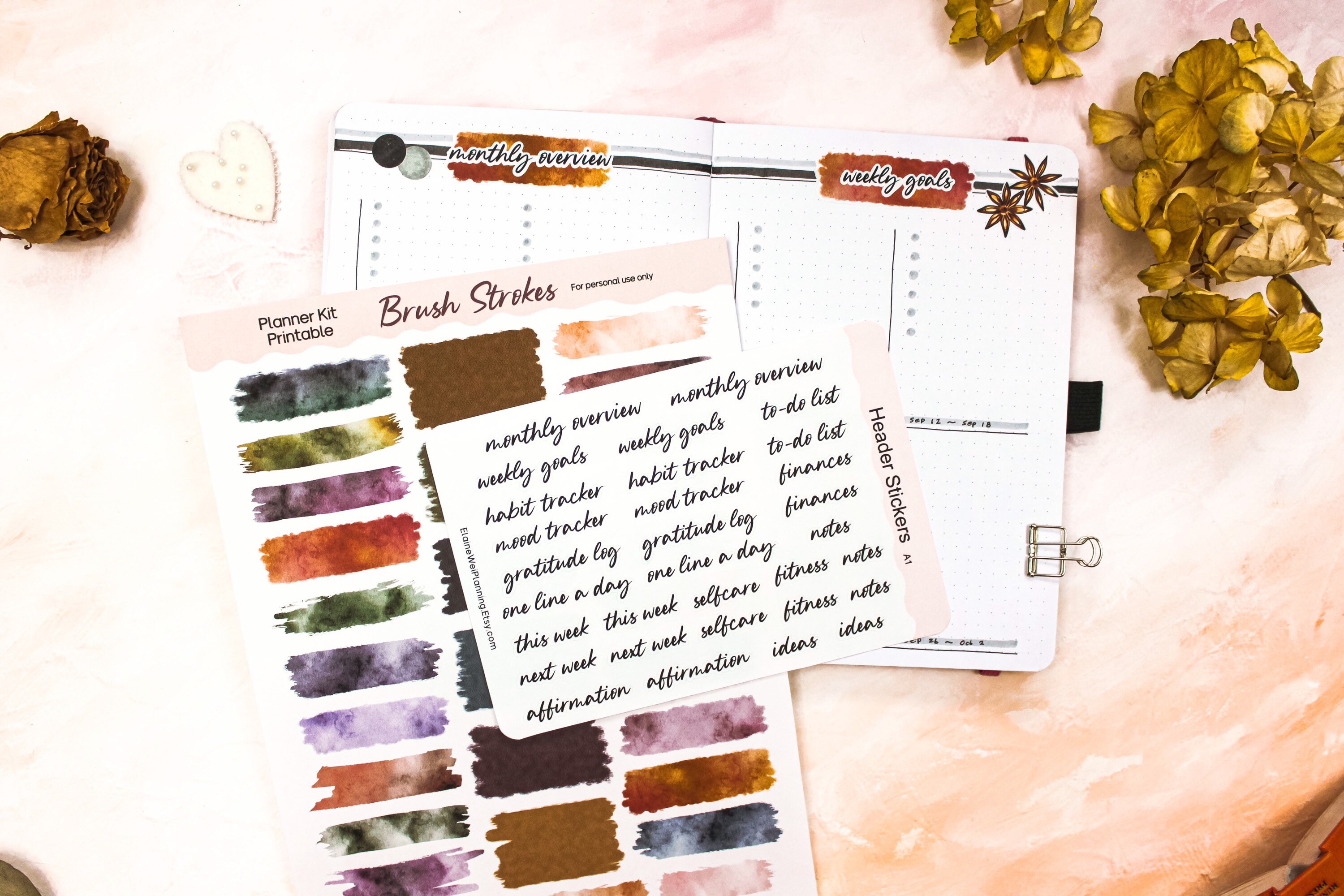 Swatch Stickers Brush Strokes Printable Paint Brush Strokes - Etsy