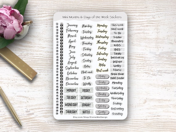 Mini Months & Days of the Week Stickers Monthly Functional - Etsy
