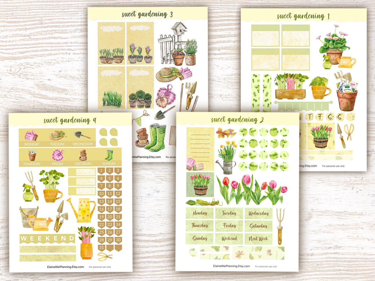 Gardening Sticker Printable 4 Sheets Garden Sticker Bujo - Etsy