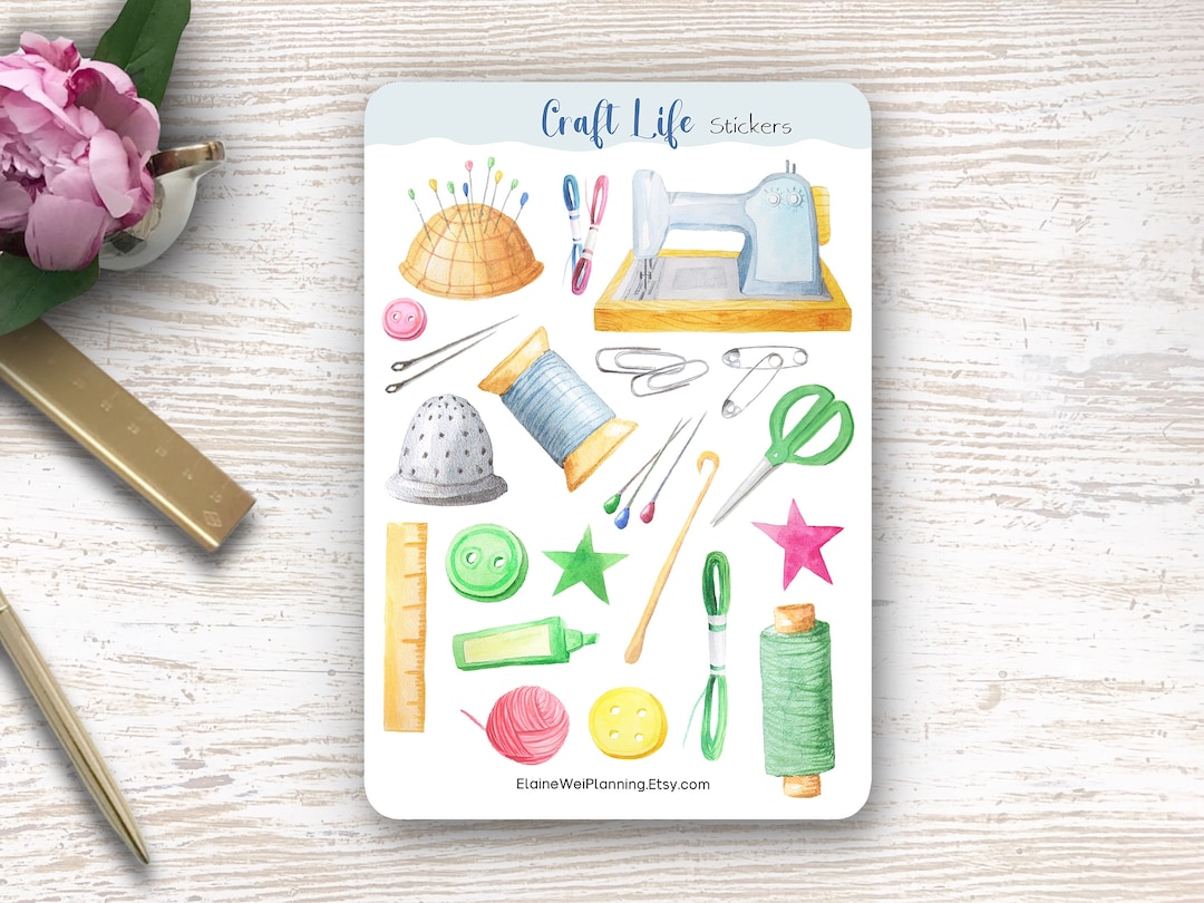 Craft Themed Sticker Sheet Craft & Art Stickers Crafting Theme Stickers ...