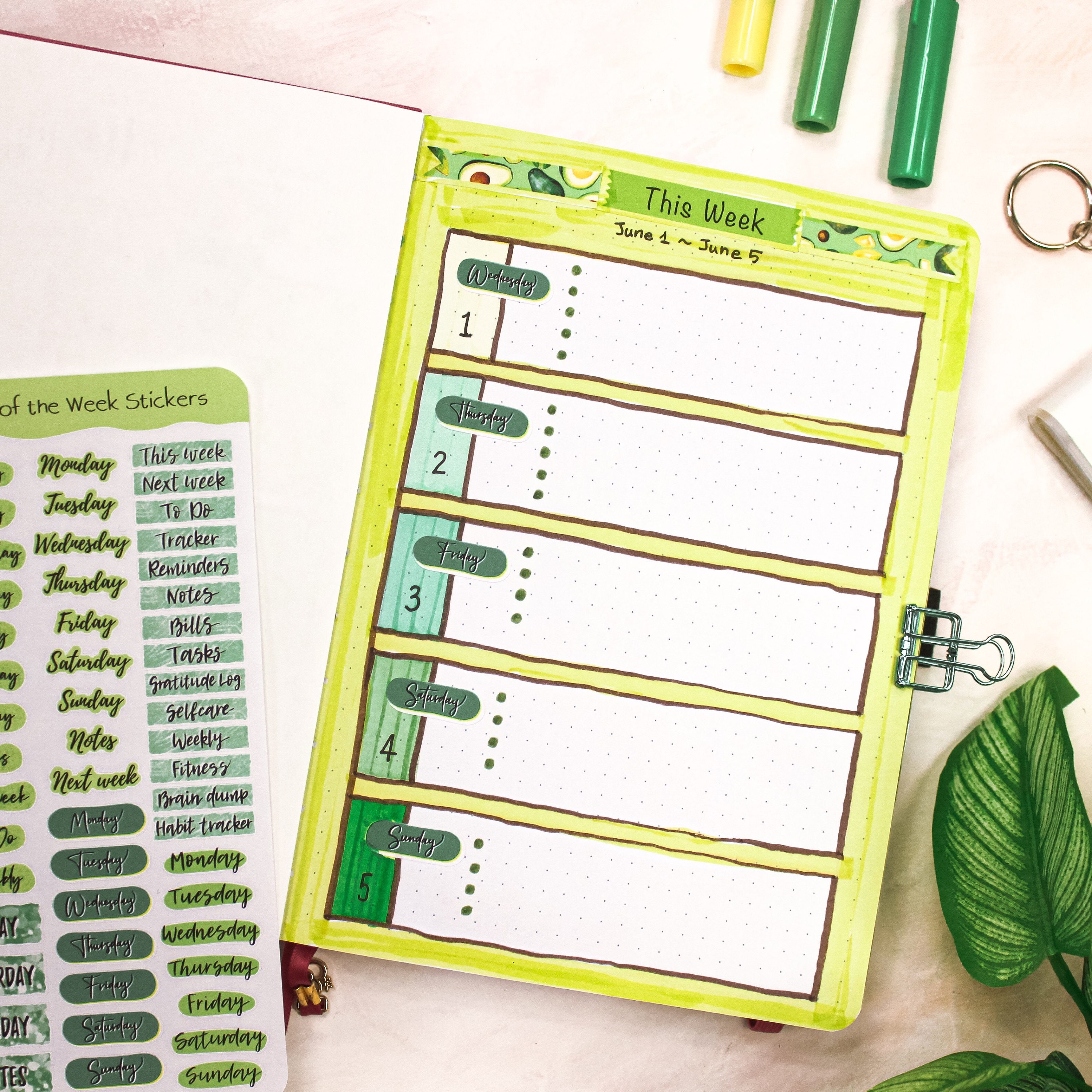 Mini Months & Days of the Week Stickers| Green| Monthly Functional ...