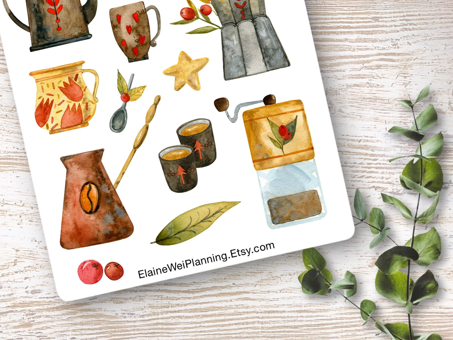 Coffee Shop Coffee Sticker Sheet Cafe Sticker Bujo Sticker - Etsy