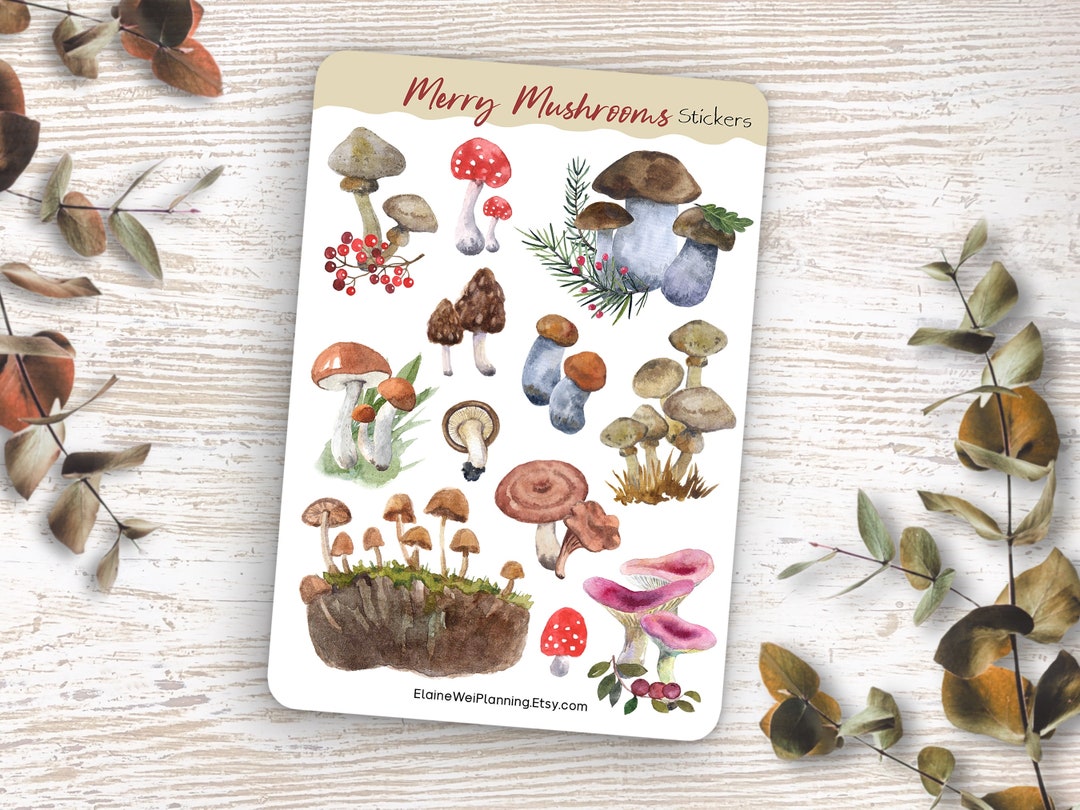 Mushroom Sticker Sheet| Fall Plants| Autumn Stickers| Fall Deco Sticker ...