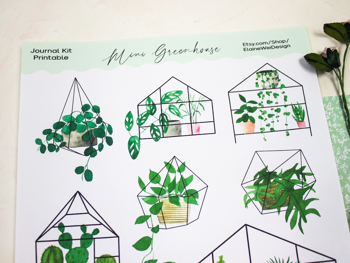 Plant Printable Journal Kit Greenhouse Stickers Nature | Etsy