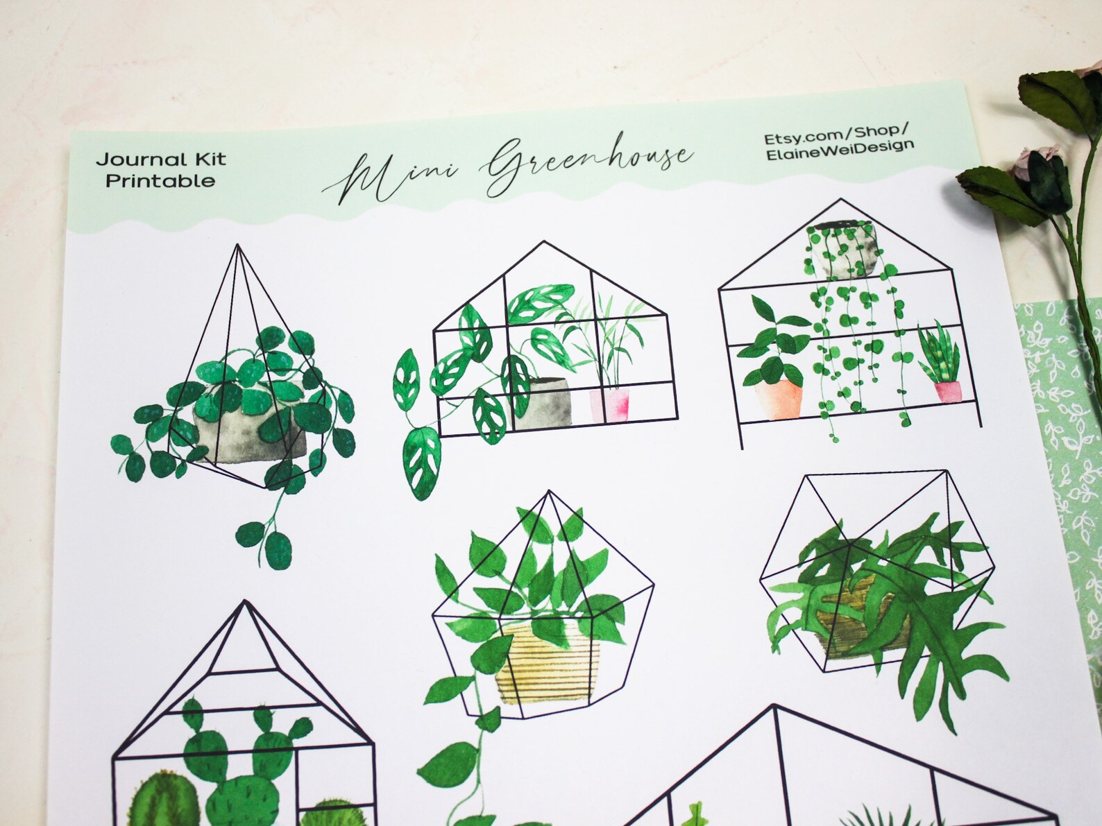 Plant Printable Journal Kit| Greenhouse Stickers| Nature Stickers ...