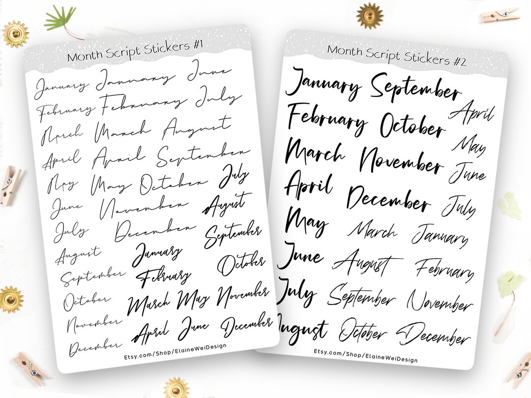 Months Stickers| Month Scripts| Months of the Year Stickers| Monthly ...