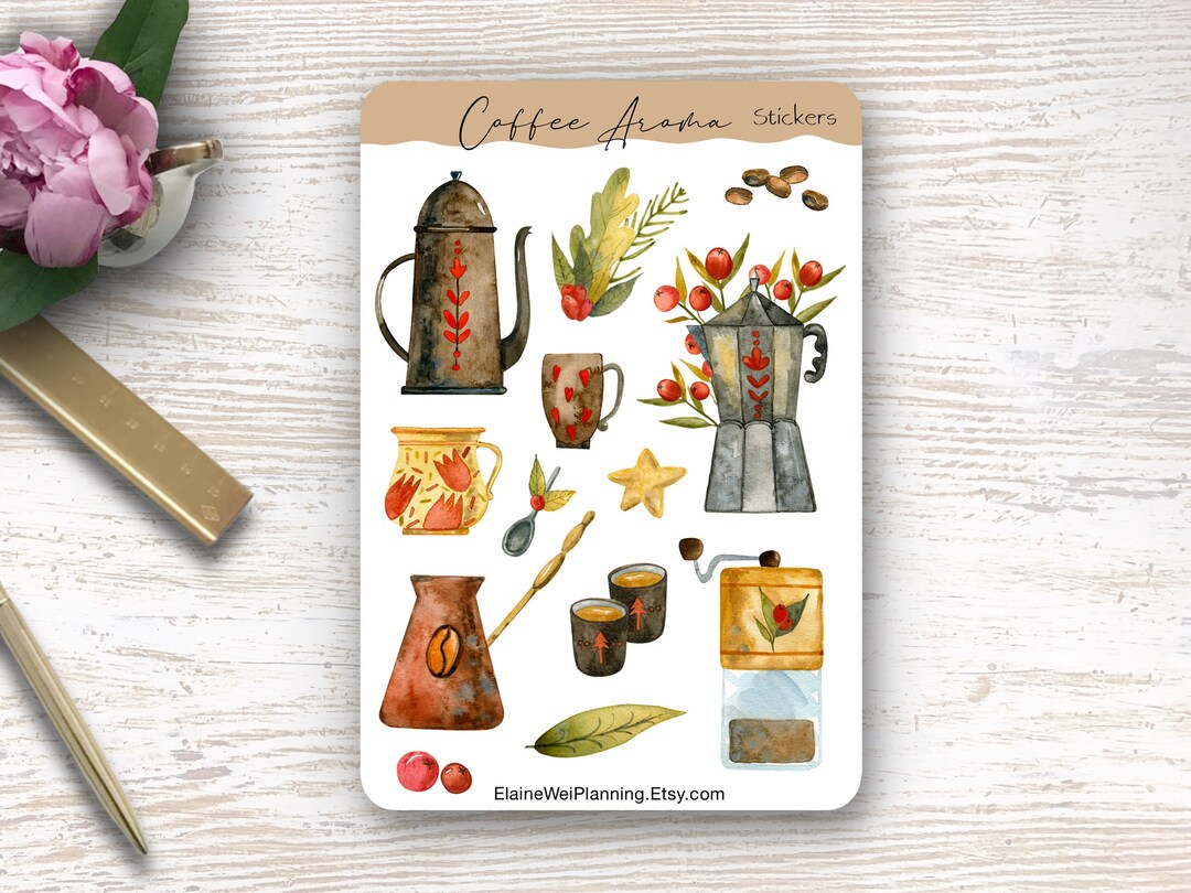 Coffee Shop Coffee Sticker Sheet Cafe Sticker Bujo Sticker Sheet Coffee ...