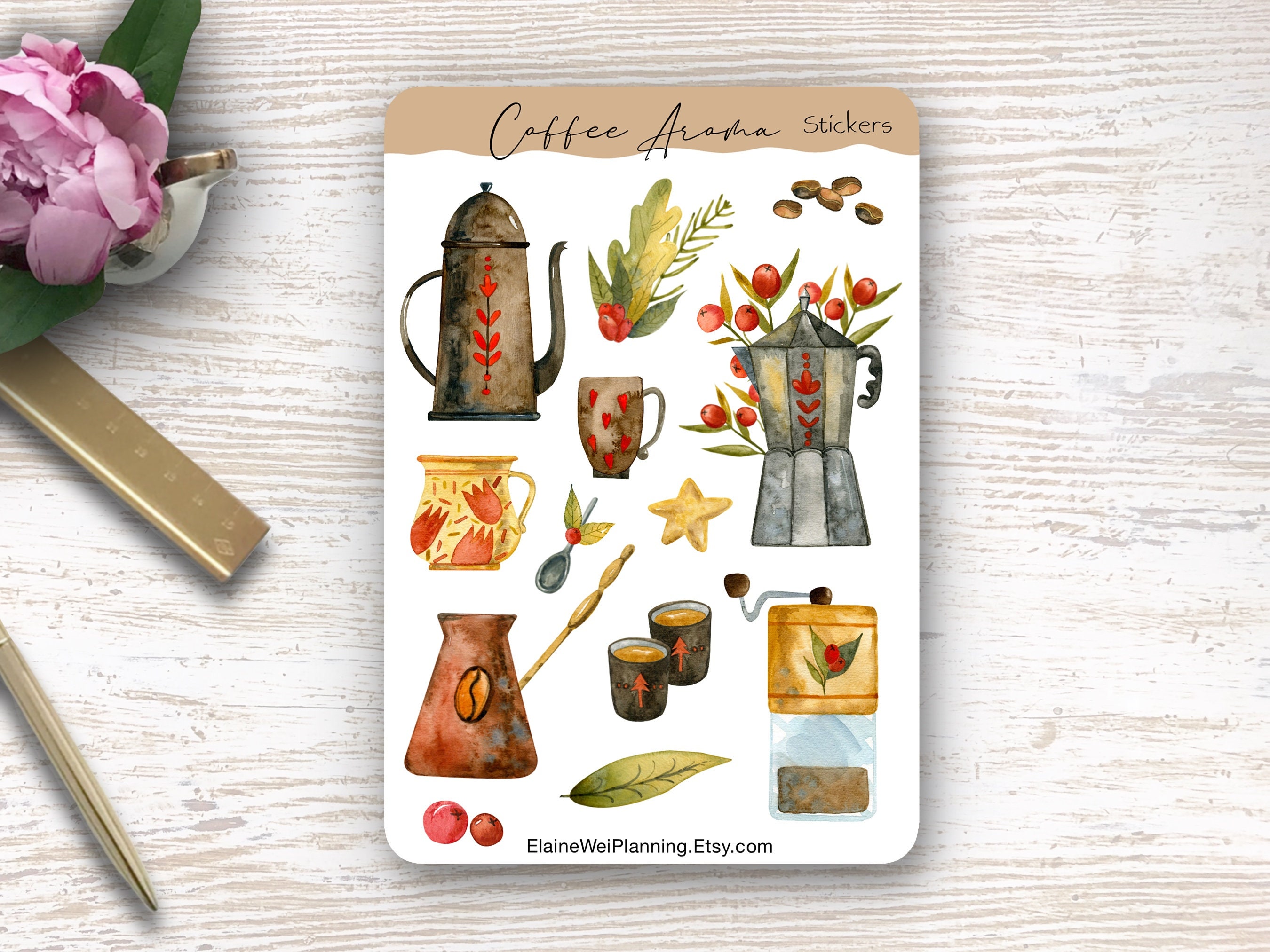 Coffee Shop Coffee Sticker Sheet Cafe Sticker Bujo Sticker Sheet Coffee ...