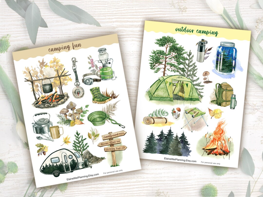 Camping Stickers| Outdoor Printable| 2 Sheets| Camping Planner| Outdoor ...