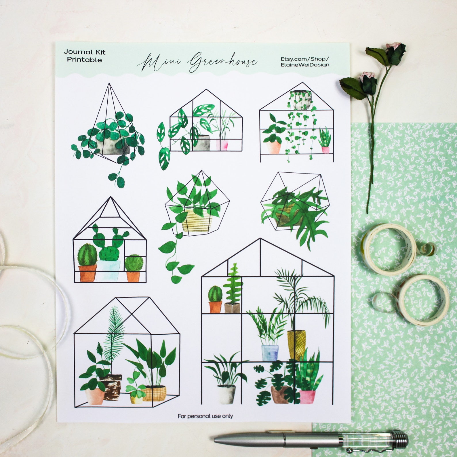Plant Printable Journal Kit| Greenhouse Stickers| Nature Stickers ...