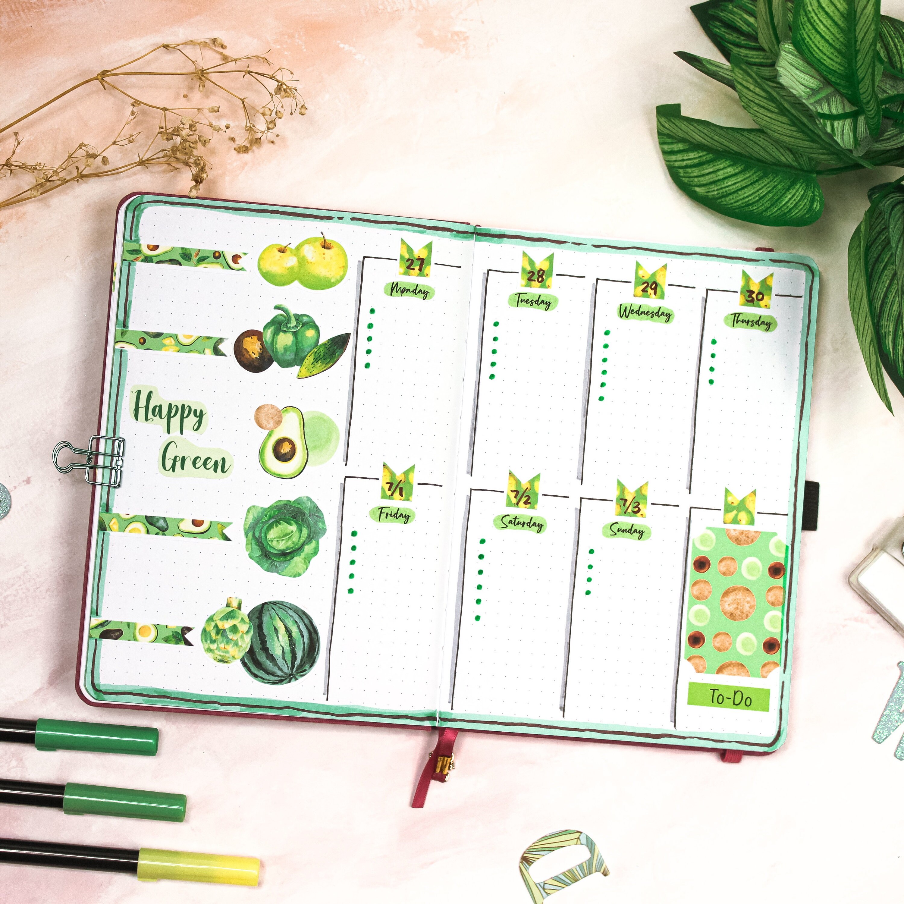 Mini Months & Days of the Week Stickers| Green| Monthly Functional ...