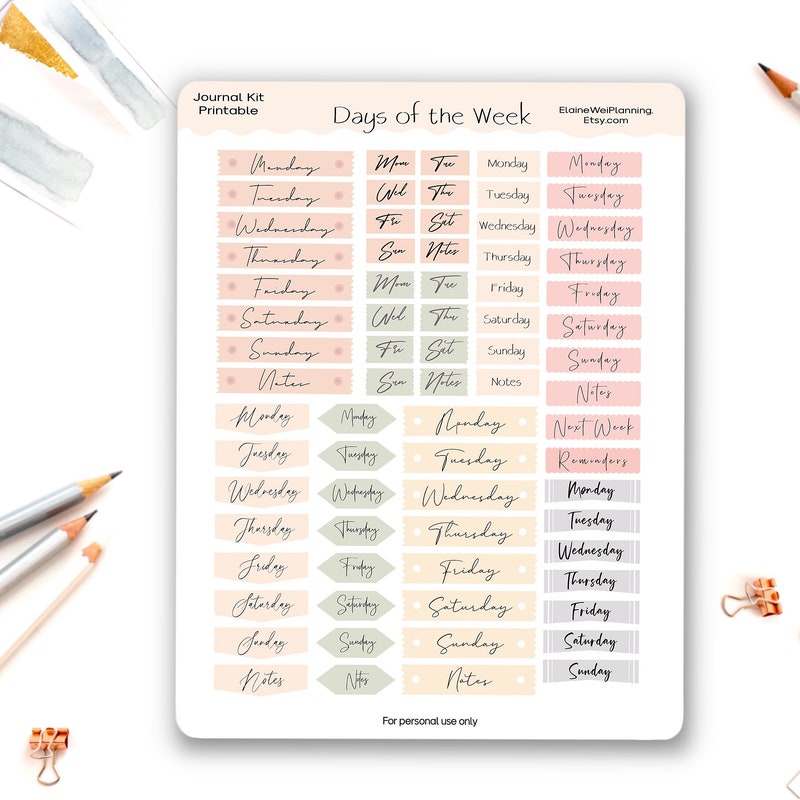 Days of the Week Printable - Etsy