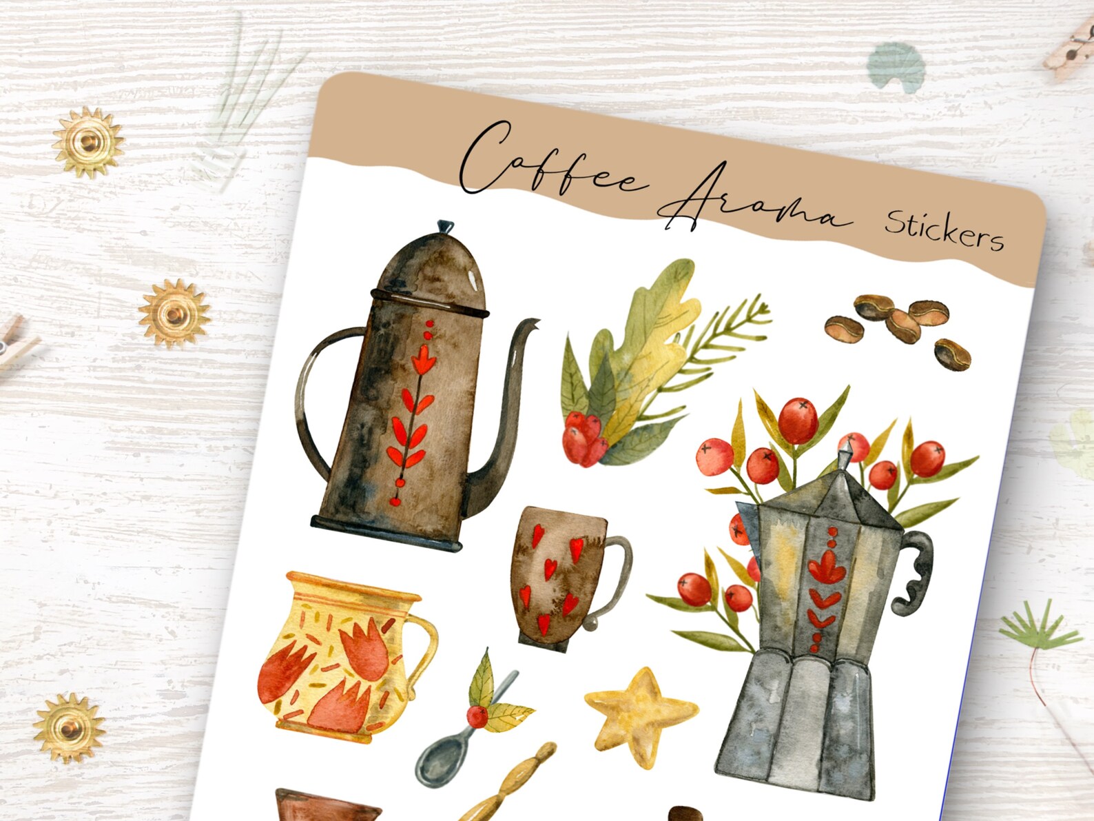 Coffee Shop Coffee Sticker Sheet Cafe Sticker Bujo Sticker Sheet Coffee ...