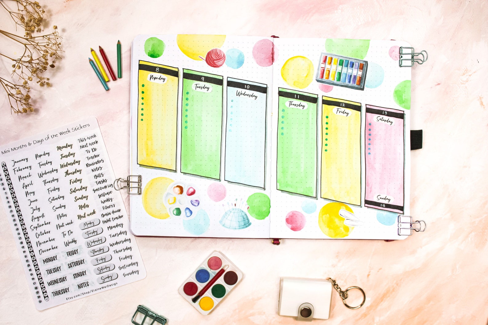 Mini Months & Days of the Week Stickers| Monthly Functional Script ...