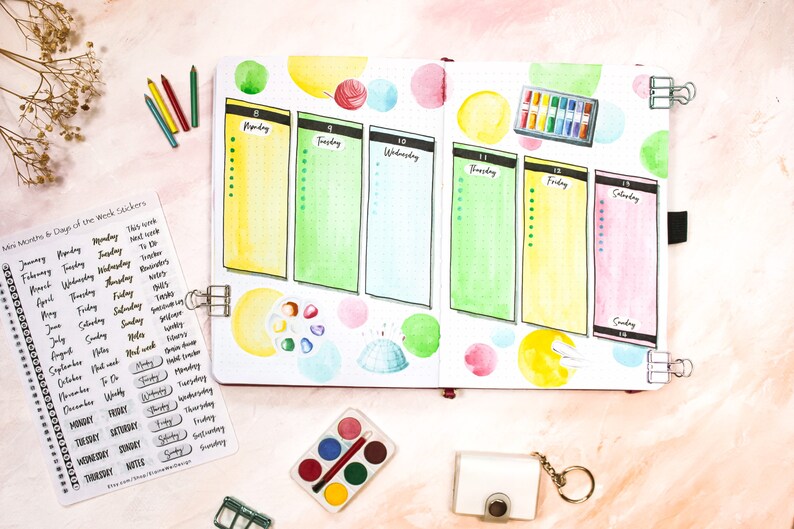 Mini Months & Days of the Week Stickers| Monthly Functional Script ...