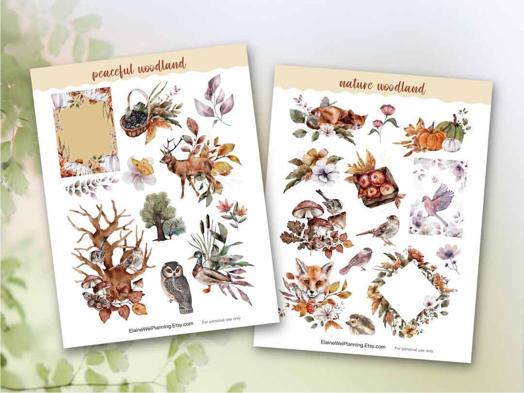 Woodland Sticker Printable| Forest Animals| Woodland Planner| Woods ...