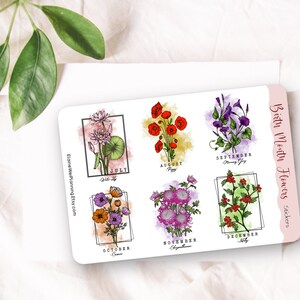 Birth Month Flower Sticker| Birth Flower Sticker Sheets| Birth Flower ...