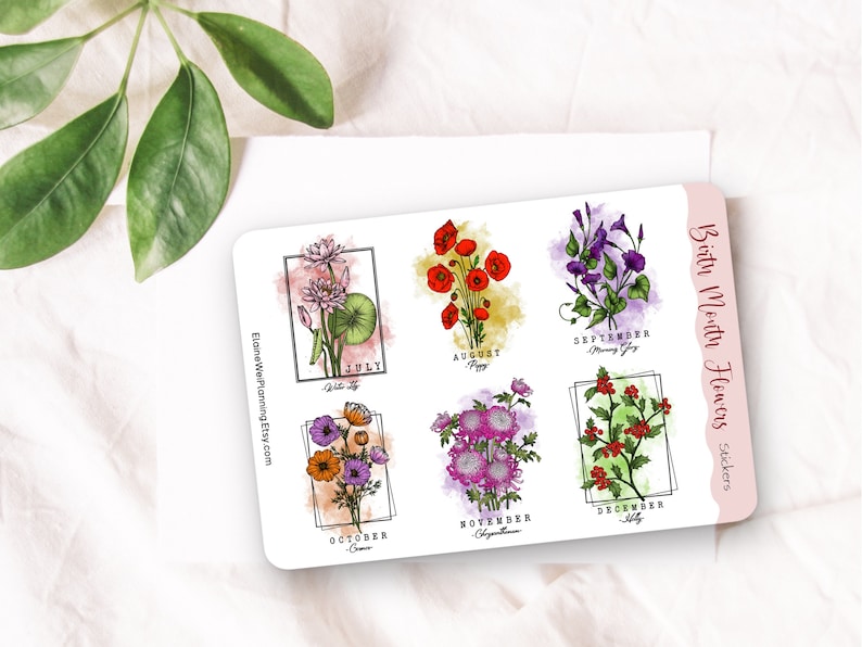 Birth Month Flower Sticker| Birth Flower Sticker Sheets| Birth Flower ...