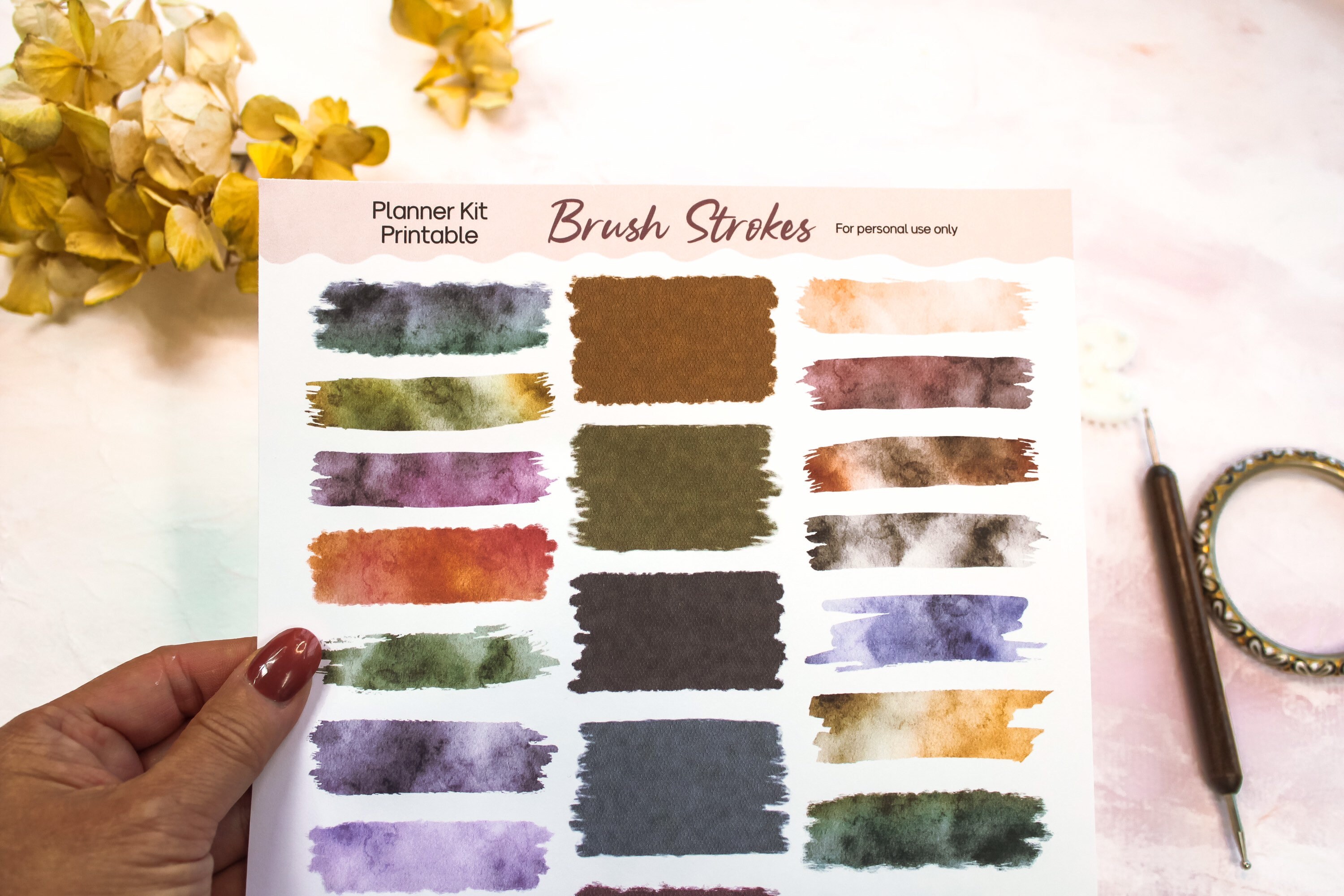 Swatch Stickers Brush Strokes Printable Paint Brush Strokes - Etsy