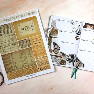 Vintage Book Pages Printable Vintage Library Book Journal Junk Journal ...