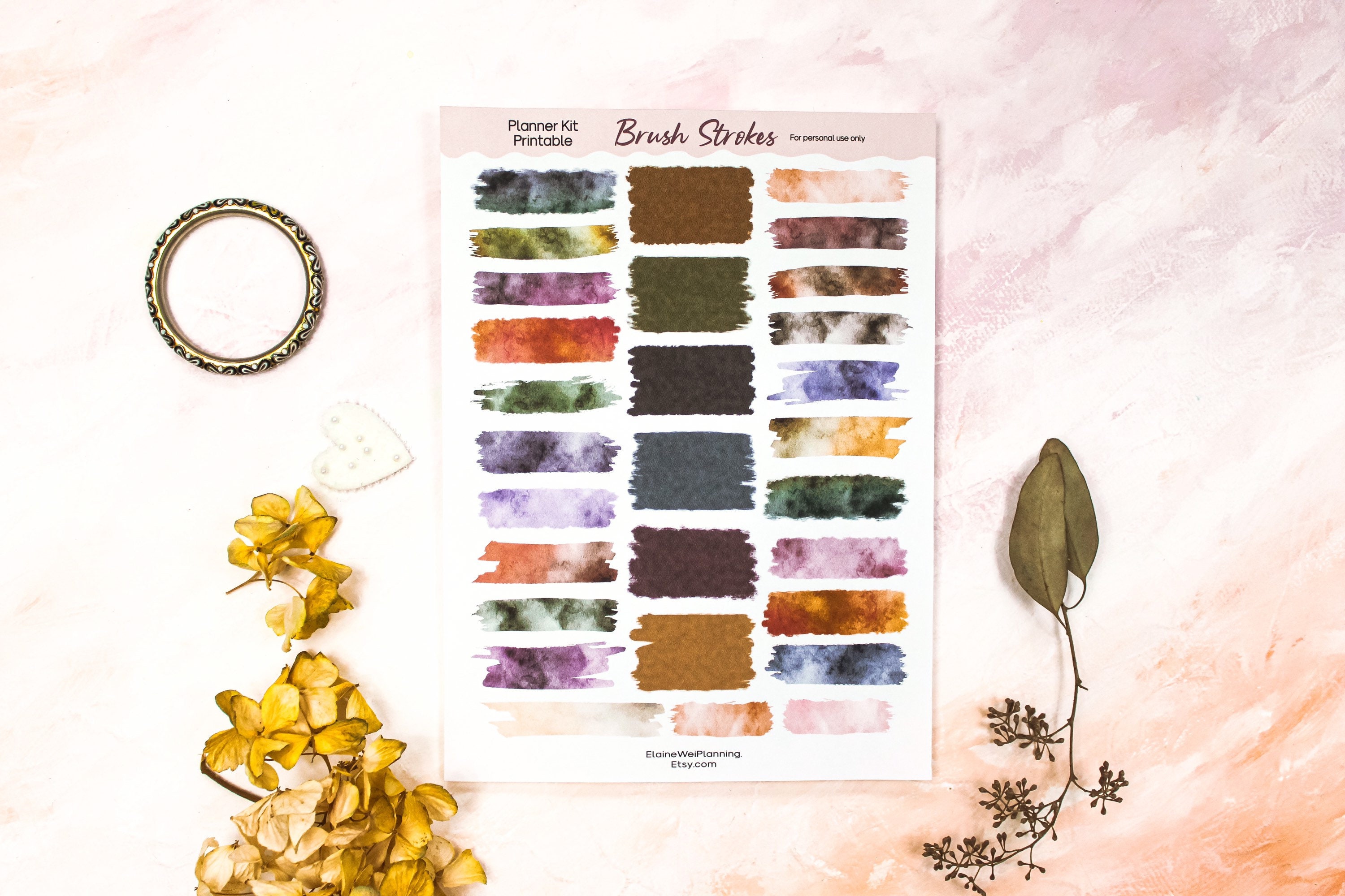 Swatch Stickers Brush Strokes Printable Paint Brush Strokes - Etsy