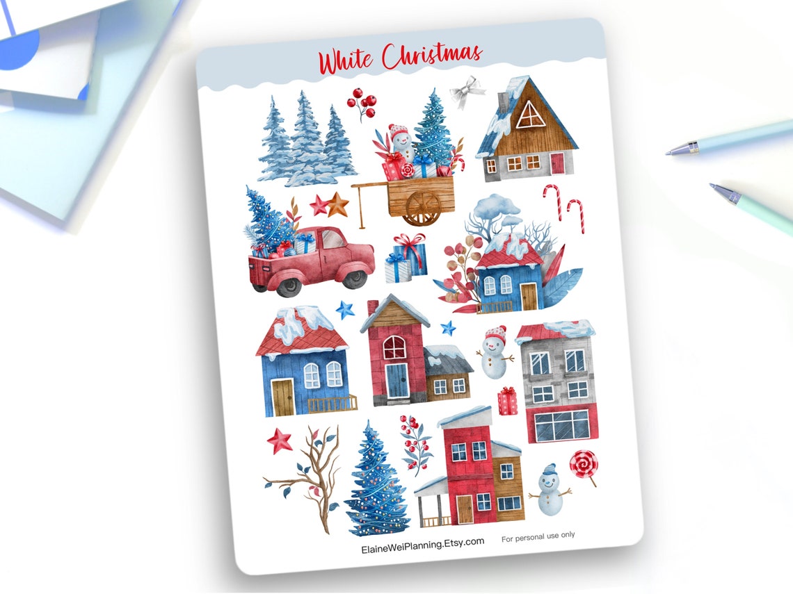 White Christmas Sticker Printable Christmas Journal Kits - Etsy