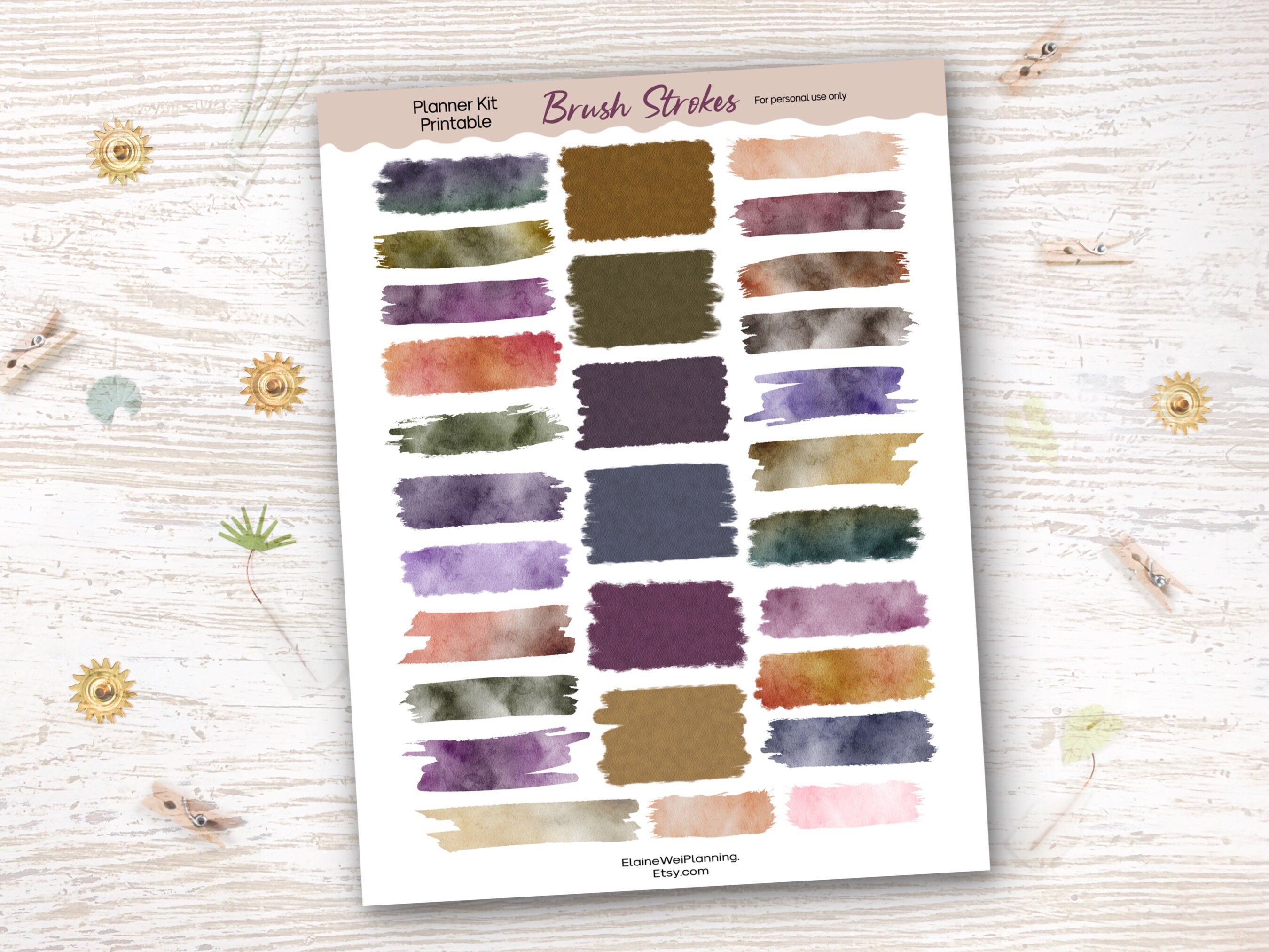 Swatch Stickers Brush Strokes Printable Paint Brush Strokes - Etsy