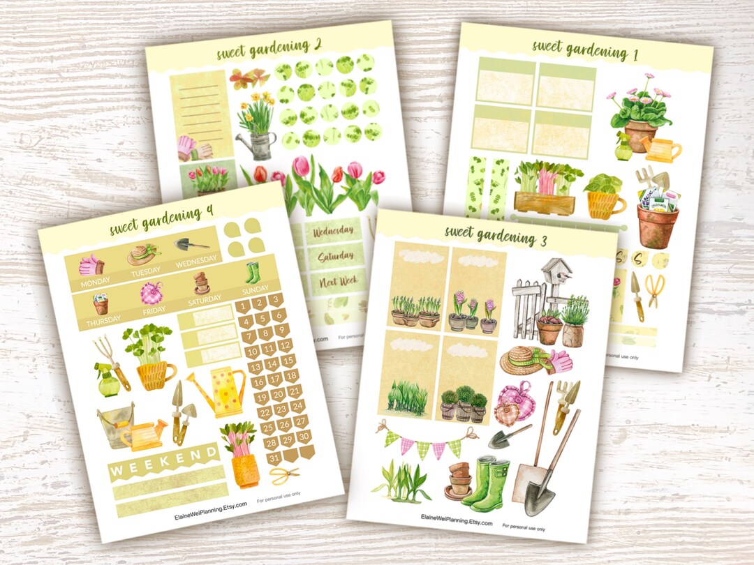 Gardening Sticker Printable 4 Sheets Garden Sticker Bujo Sticker ...
