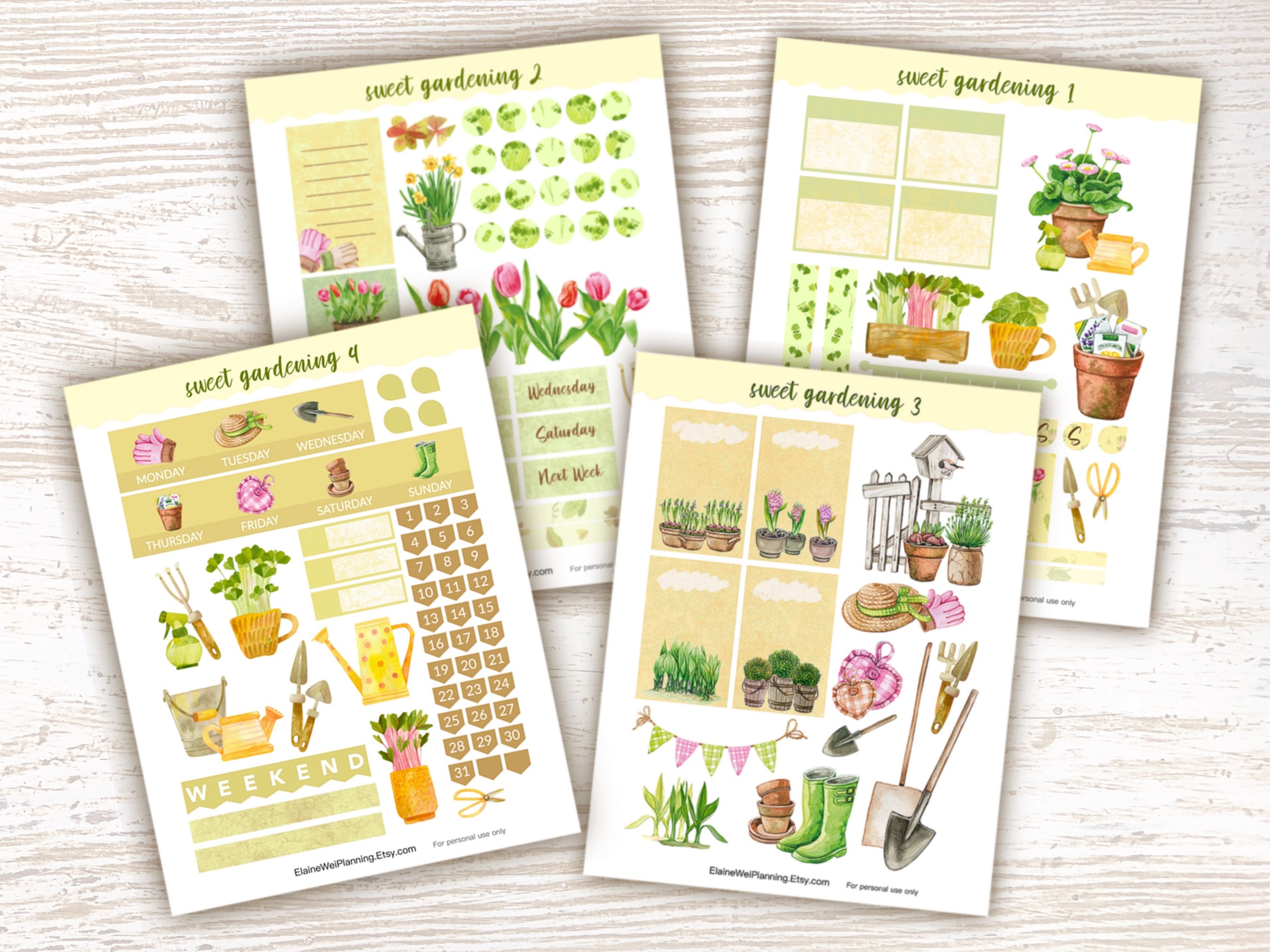 Gardening Sticker Printable 4 Sheets Garden Sticker Bujo - Etsy