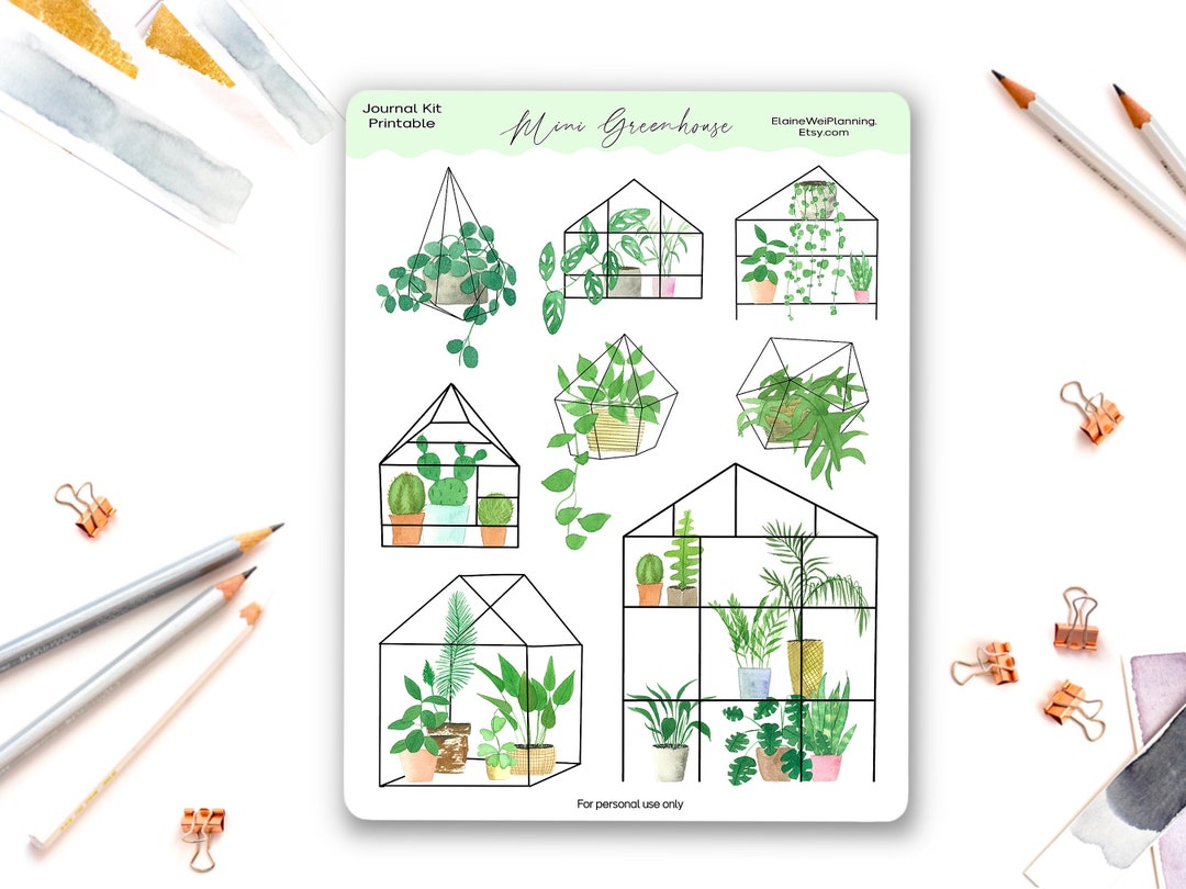 Plant Printable Journal Kit| Greenhouse Stickers| Nature Stickers ...