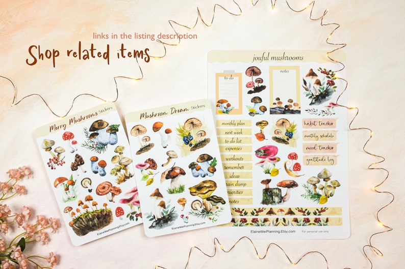 Mushroom Sticker Sheet Fall Plants Autumn Stickers Fall - Etsy