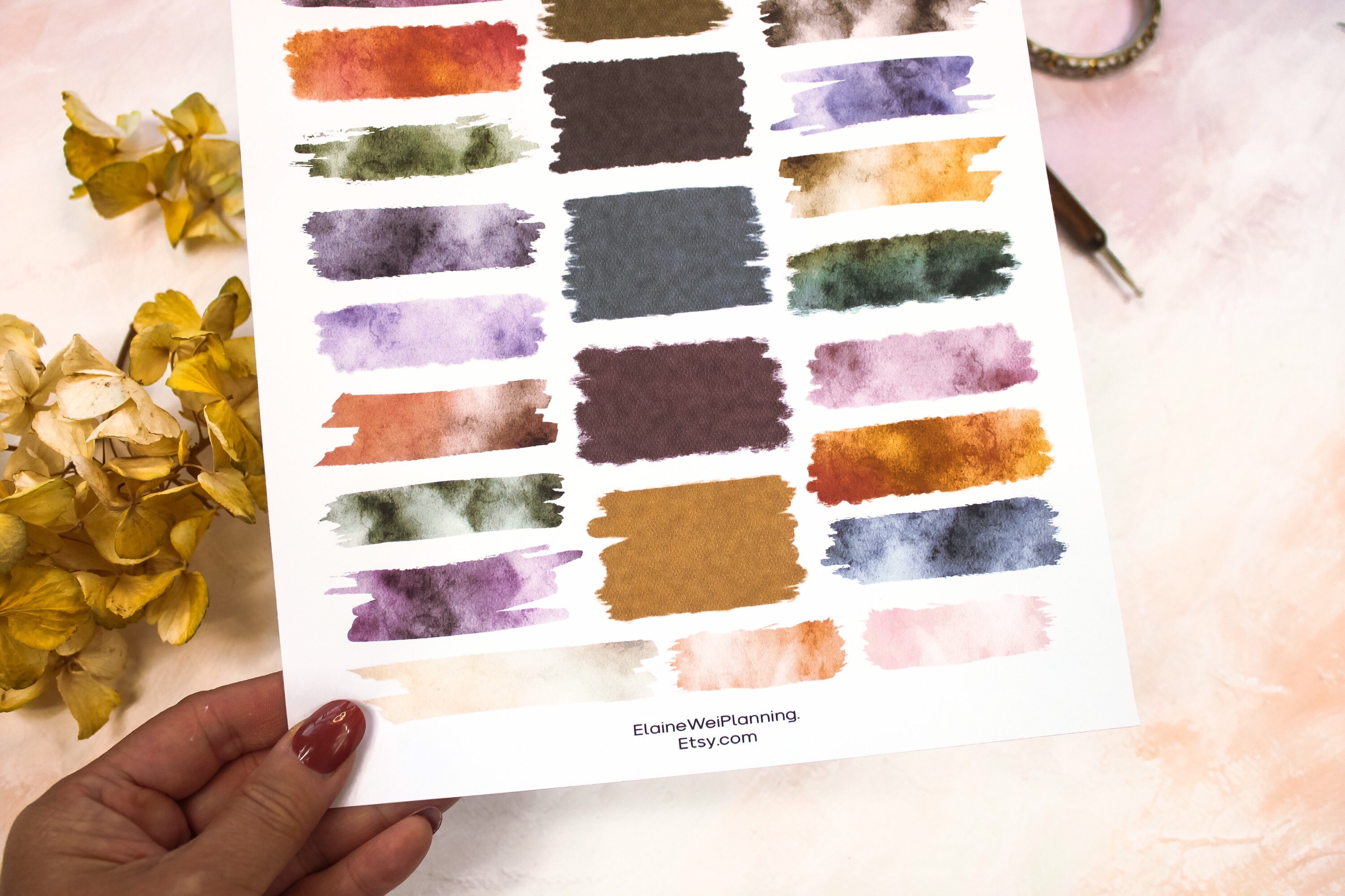 Swatch Stickers Brush Strokes Printable Paint Brush Strokes - Etsy