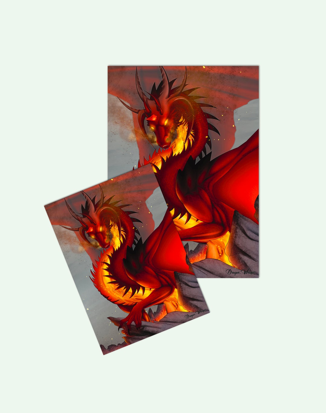 Art Print Dragon Firegod Ignis A4 A5 Original - Etsy