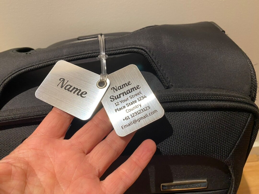 Discrete Personalised Swivel Luggage Tag Brushed Silver/gold/copper or ...