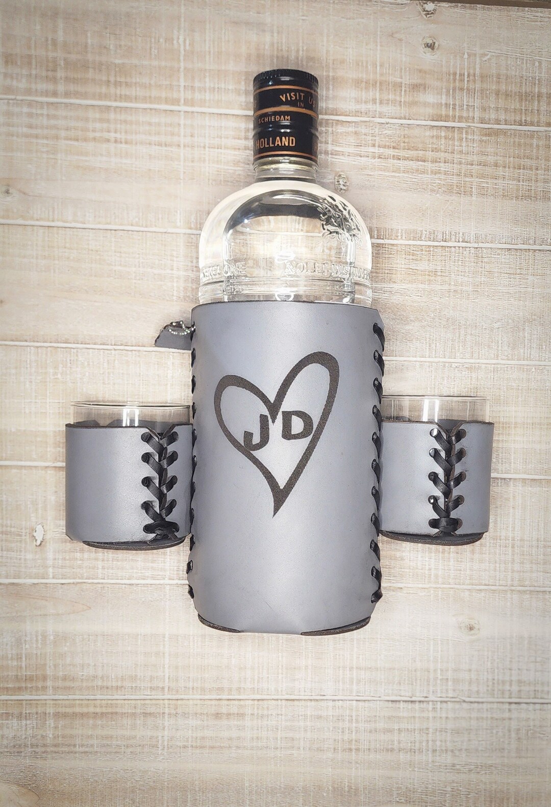 Personalized Leather Whiskey Set | Engraved Bottle & Glass Sleeves - Etsy