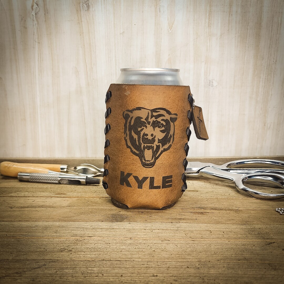 Personalized Leather Can Cozie, Laser Engraved Drink Hugger, Father's ...