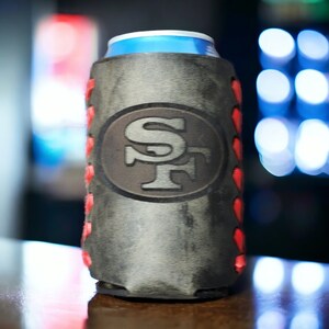 San Francisco 49ers Leather Beer Can Cooler: Personalized Super Bowl ...