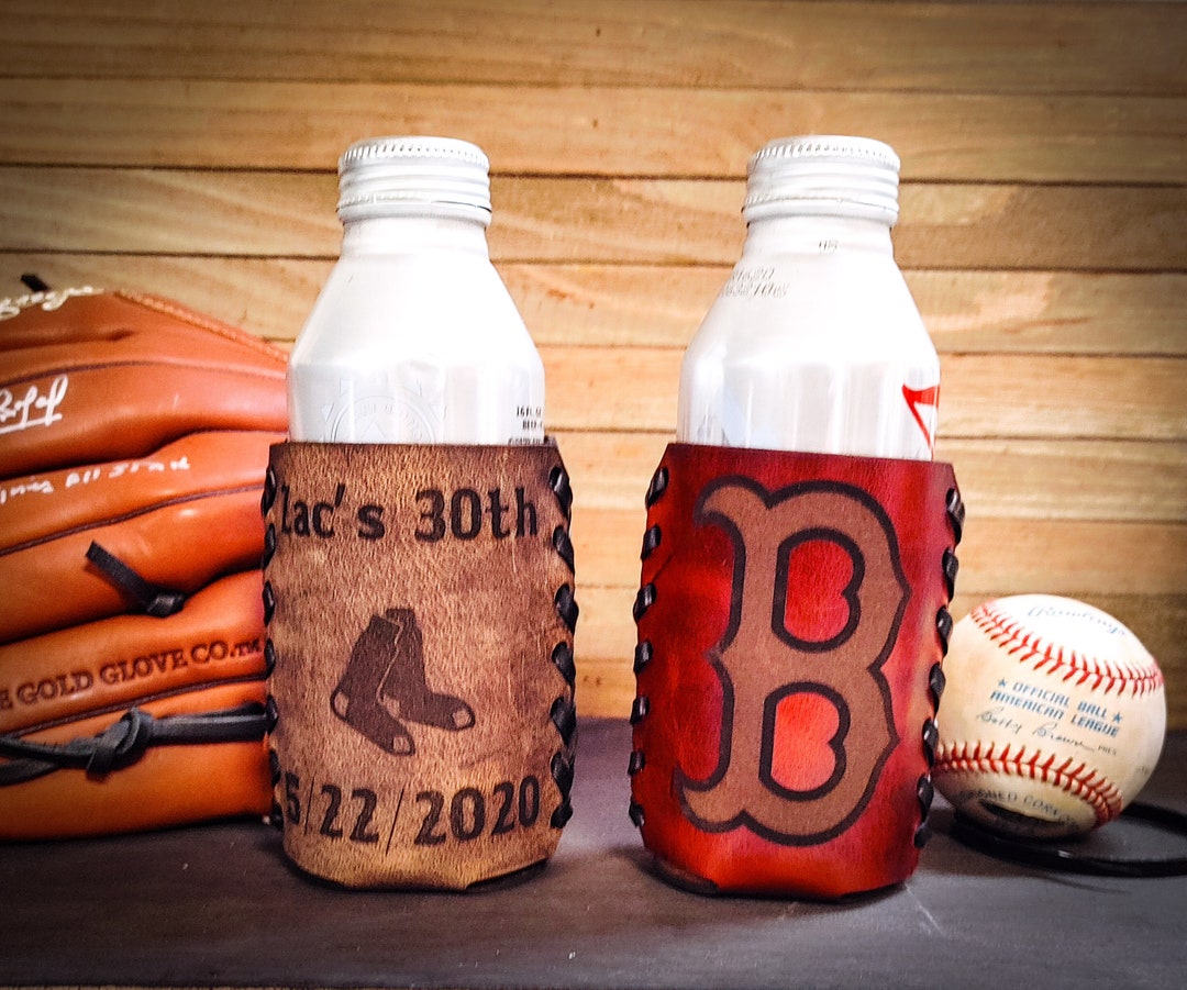 Personalized Boston Red Sox Leather Can Coozie: Engraved Beer Sleeve - Etsy