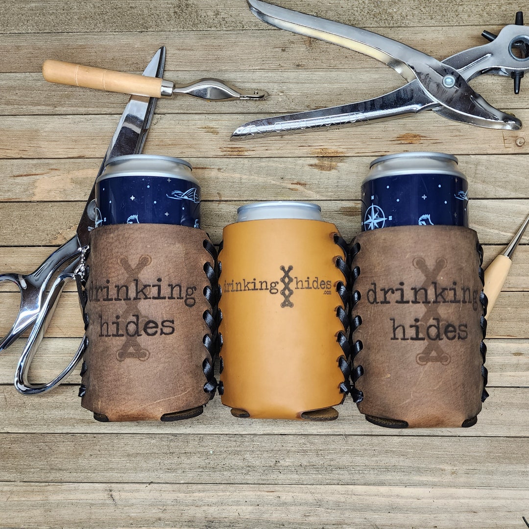 Custom Premium Leather Can Cooler - Can Cooler With You Logo - Can ...