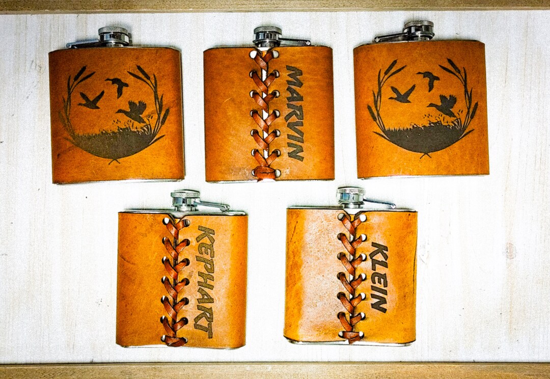 Personalized Leather Flask for Men – Engraved Gift With Funnel - Etsy