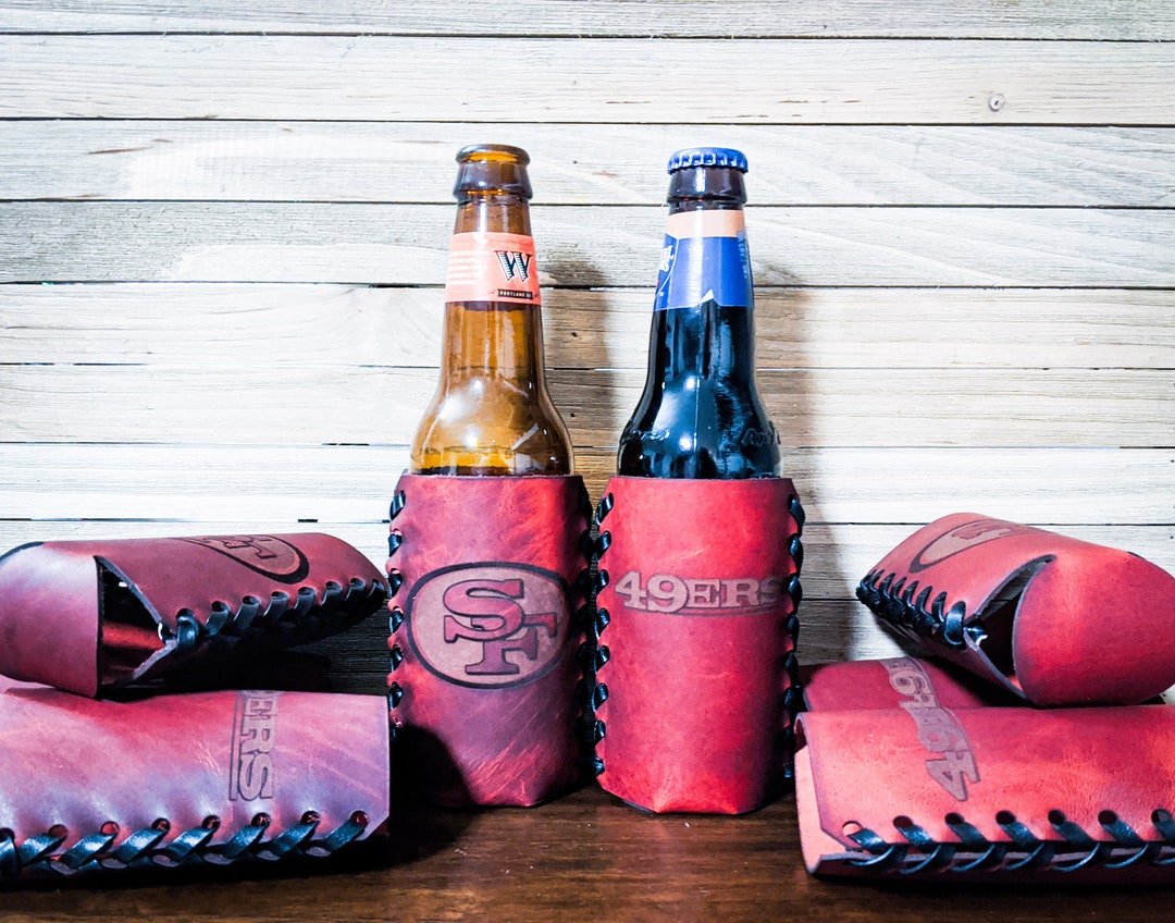 49ers Leather Beer Can Cooler: Personalized Super Bowl Gift - Etsy