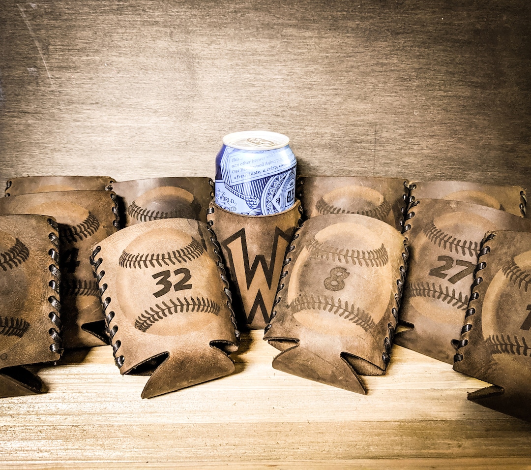 Baseball Coaches Gifts, Premium Leather Can Cooler for Baseball Coach ...