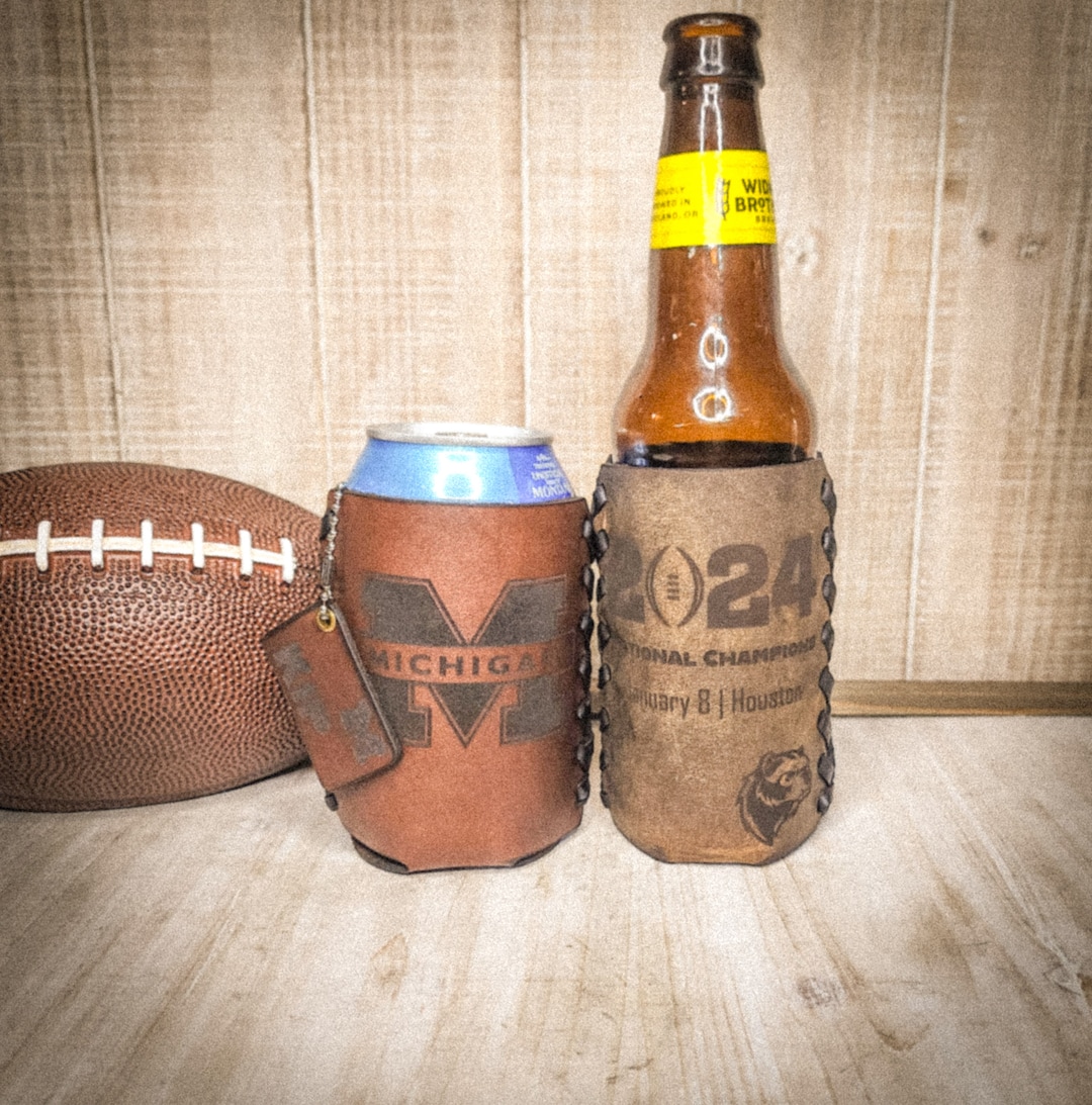 Michigan Wolverines 2024 Champions Leather Coozie: U of M Fan Gift - Etsy