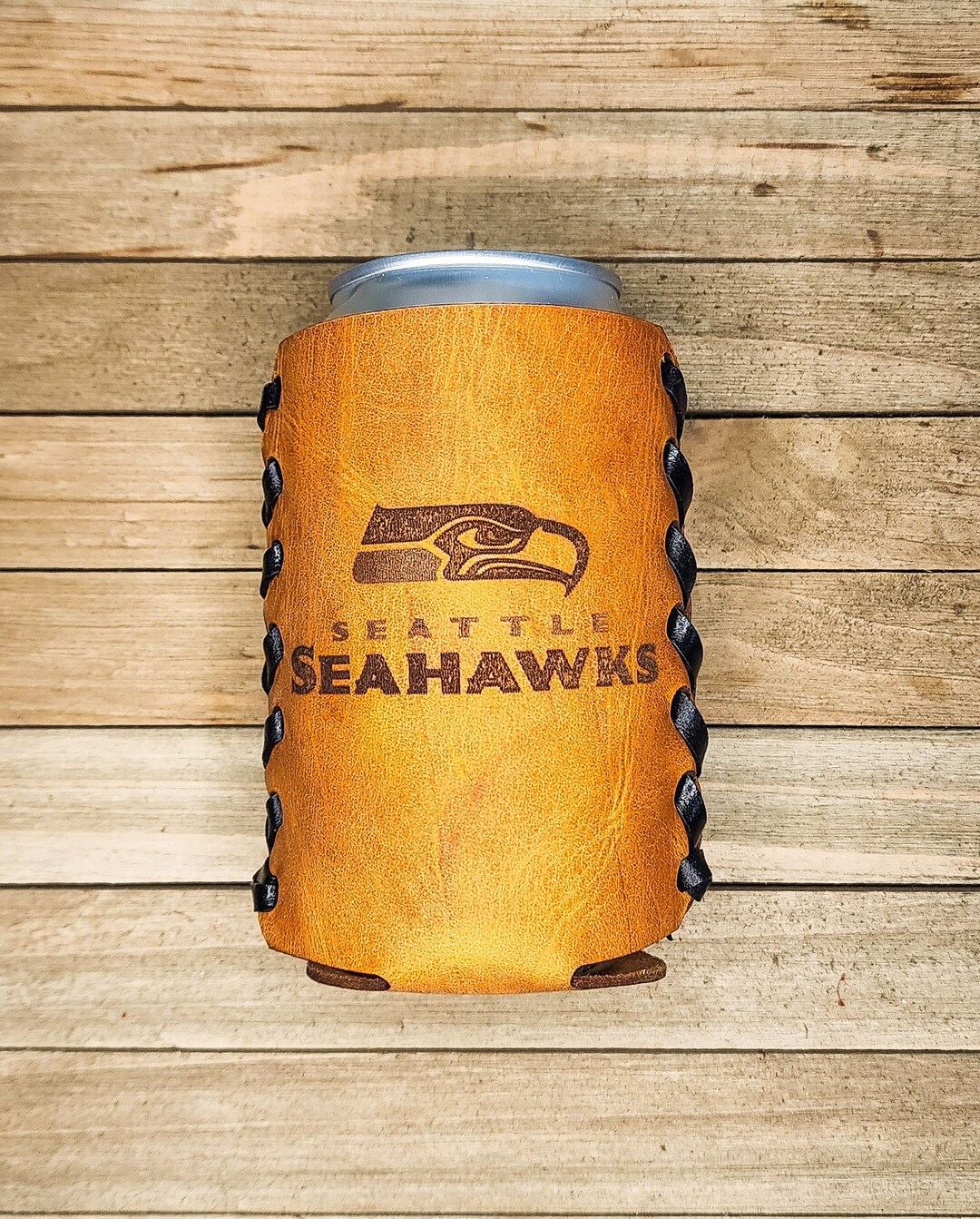 Personalized Leather Football Can Cozie: Engraved Beer Hugger Gift - Etsy