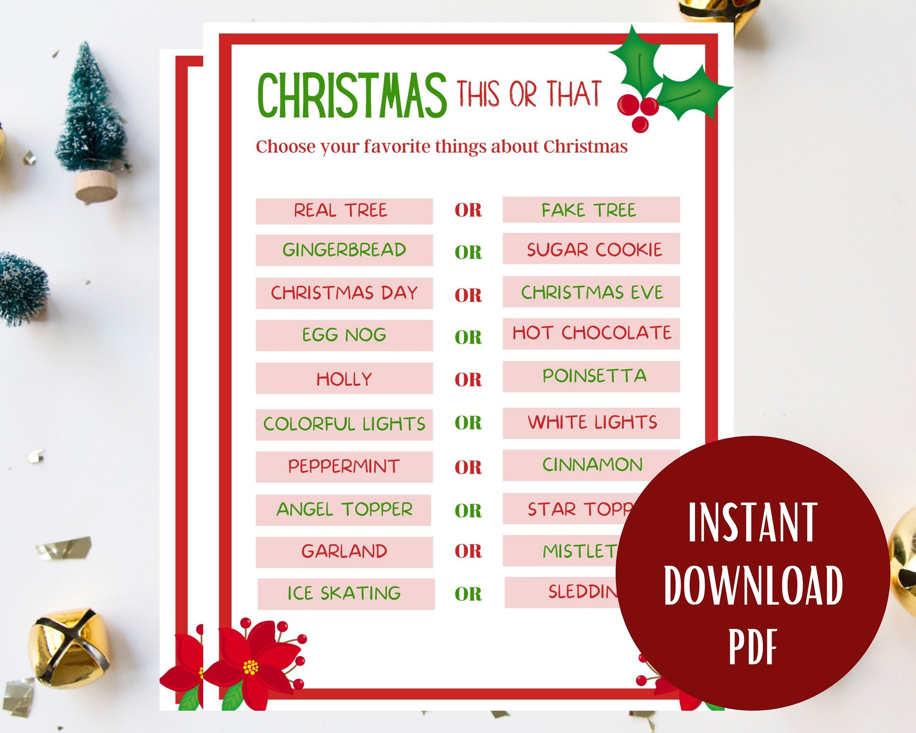 Christmas This or That Game, Christmas Printable Games, Fun Christmas ...