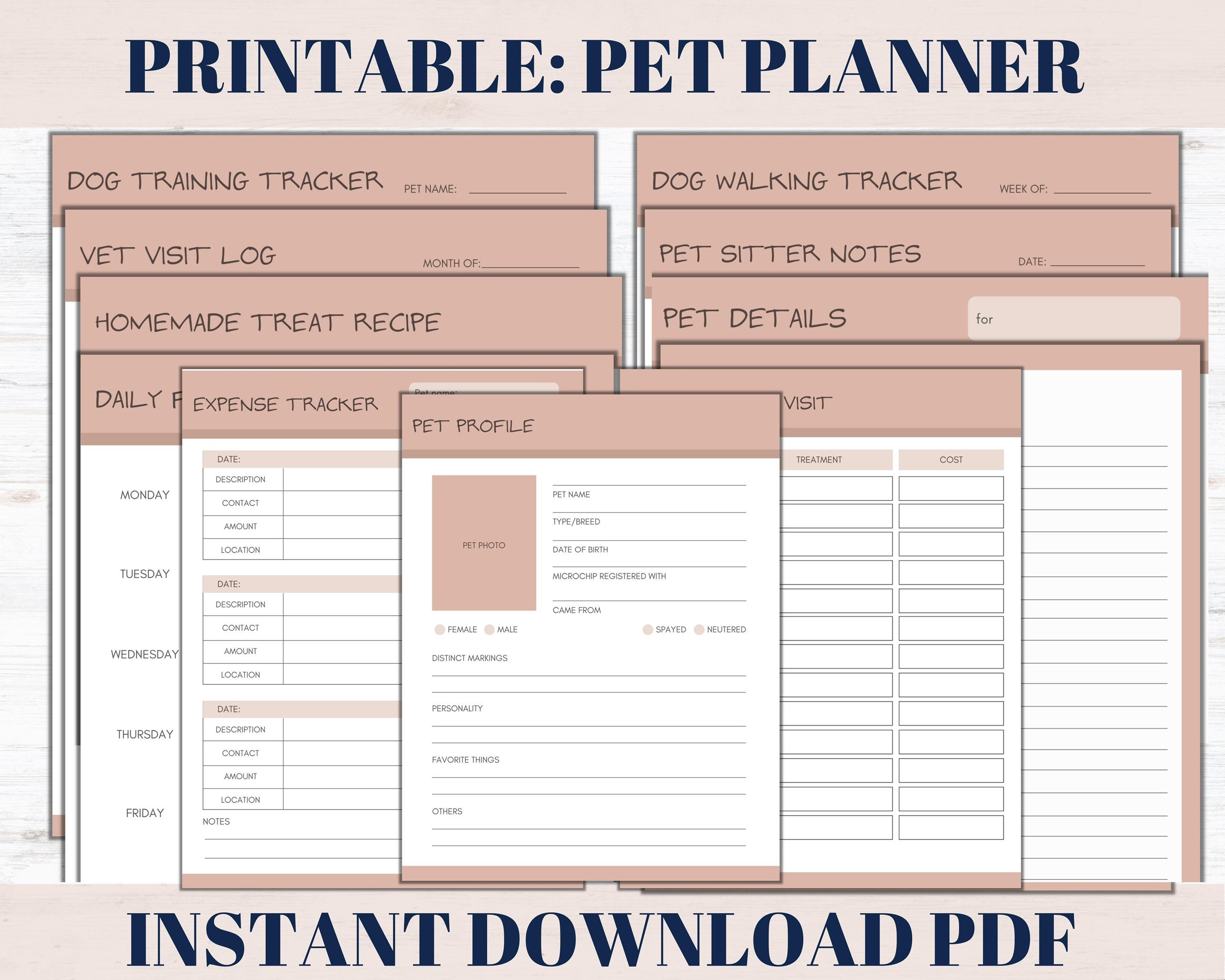 Printable Dog Care Journal, Pet Planner, Dog Mom Planner, Dog Printable ...