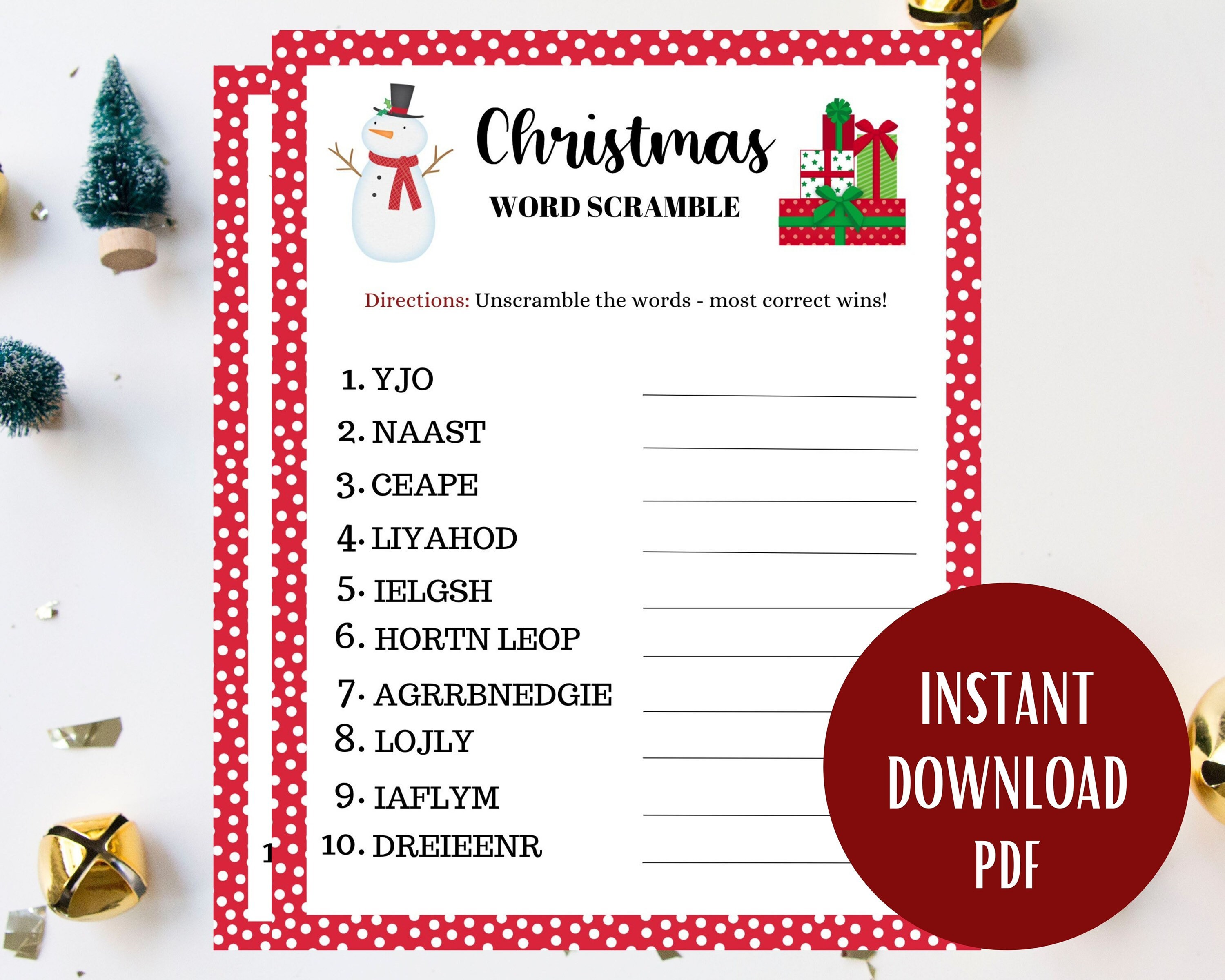 Christmas Word Scramble Game, Christmas Printable Games, Fun Christmas ...