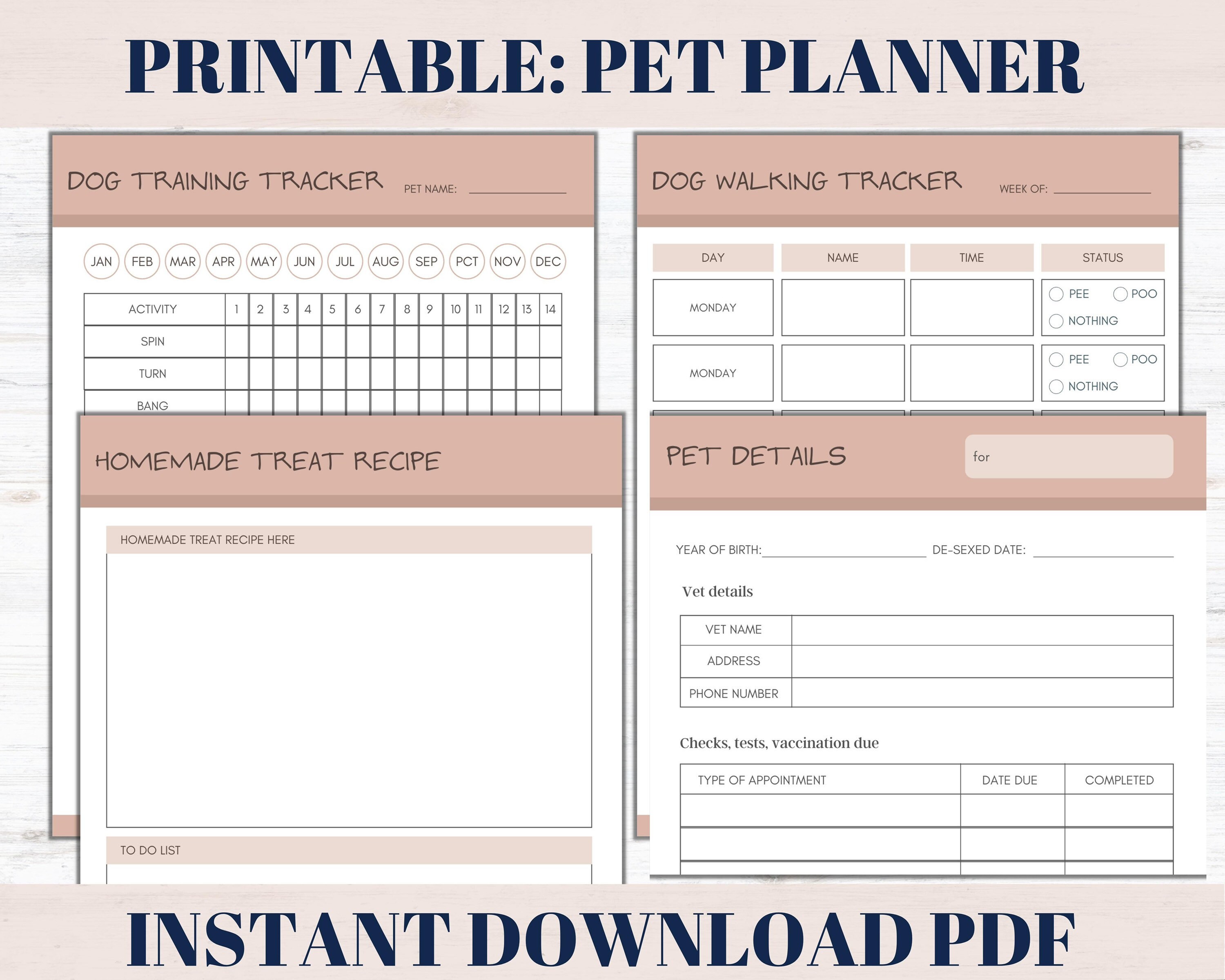 Printable Dog Care Journal, Pet Planner, Dog Mom Planner, Dog Printable ...