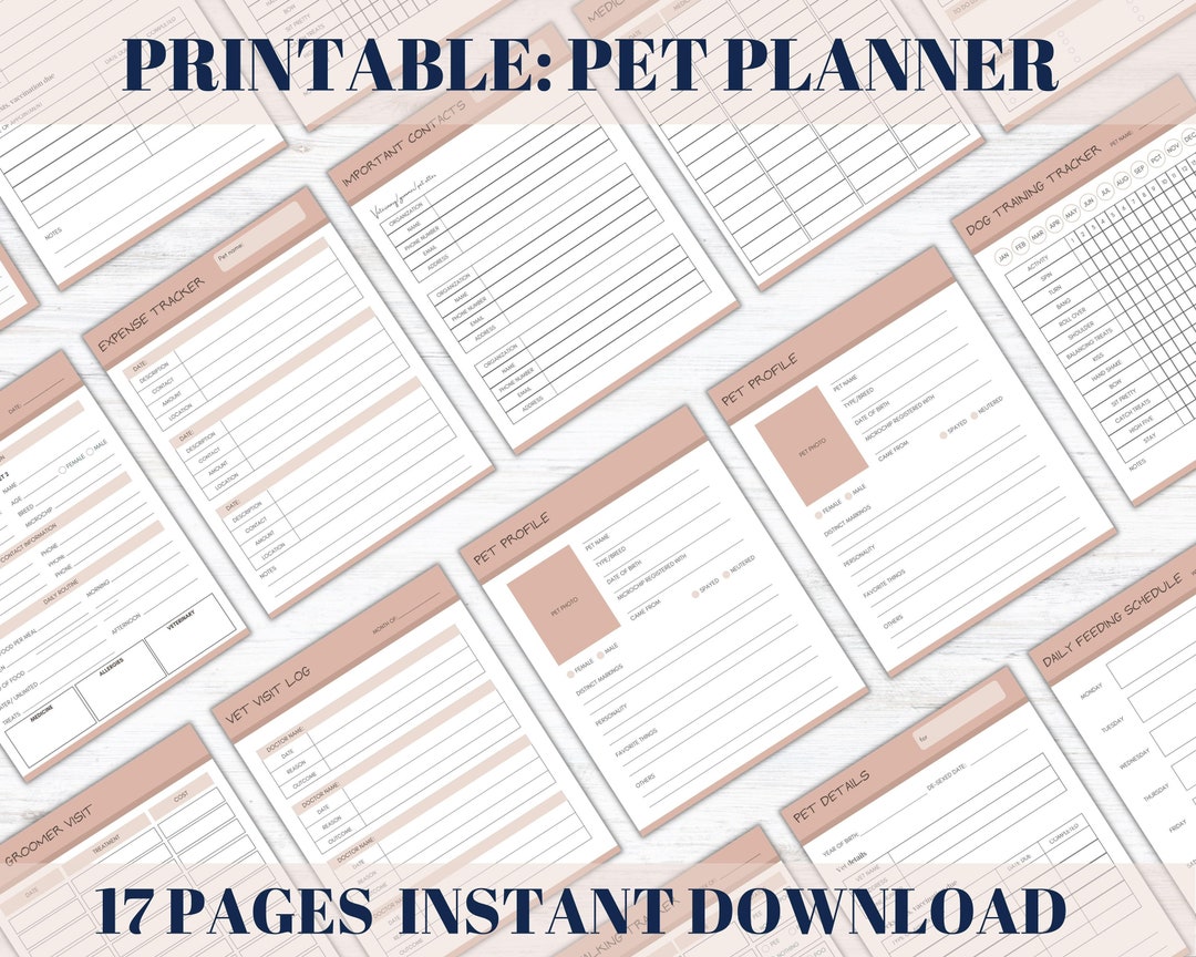 Printable Dog Care Journal, Pet Planner, Dog Mom Planner, Dog Printable ...