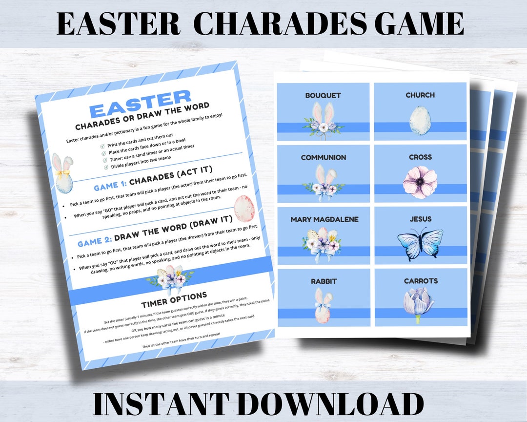 Easter Printable Charades, Draw the Word, Digital Download, Kids ...